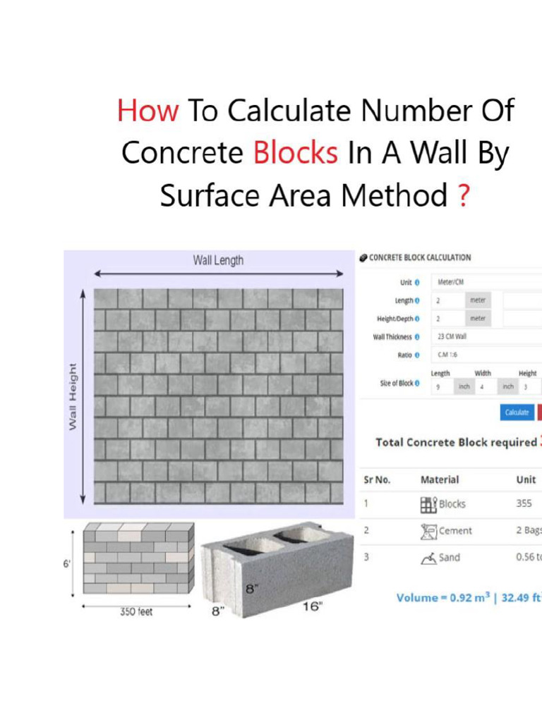 Calculate Number of Blocks in Concrete Wall by SAM | PDF
