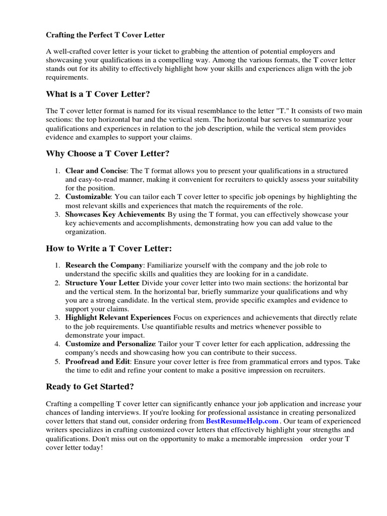 T Cover Letter | PDF | Résumé