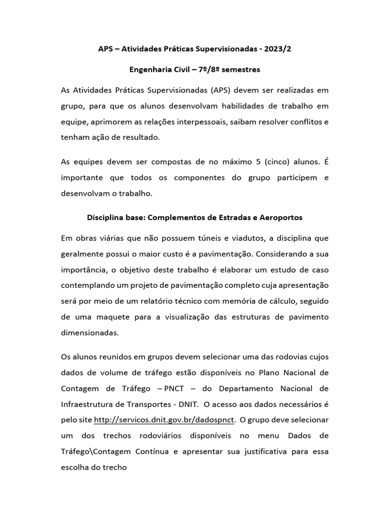 APS - 7 e 8 Semestres - Eng. Civil | PDF | Engenharia Civil