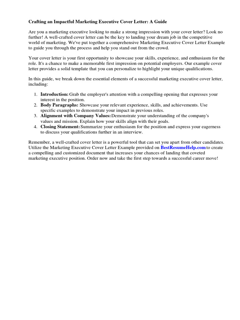 Marketing Exec Cover Letter Guide | PDF | Digital Marketing | Marketing