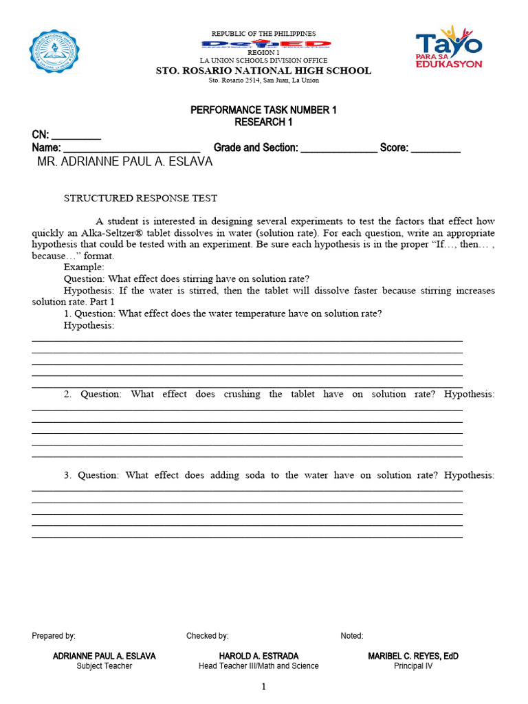 Performance Task 1 4 Research 1 Q2 | PDF | Cognitive Science | Human Communication