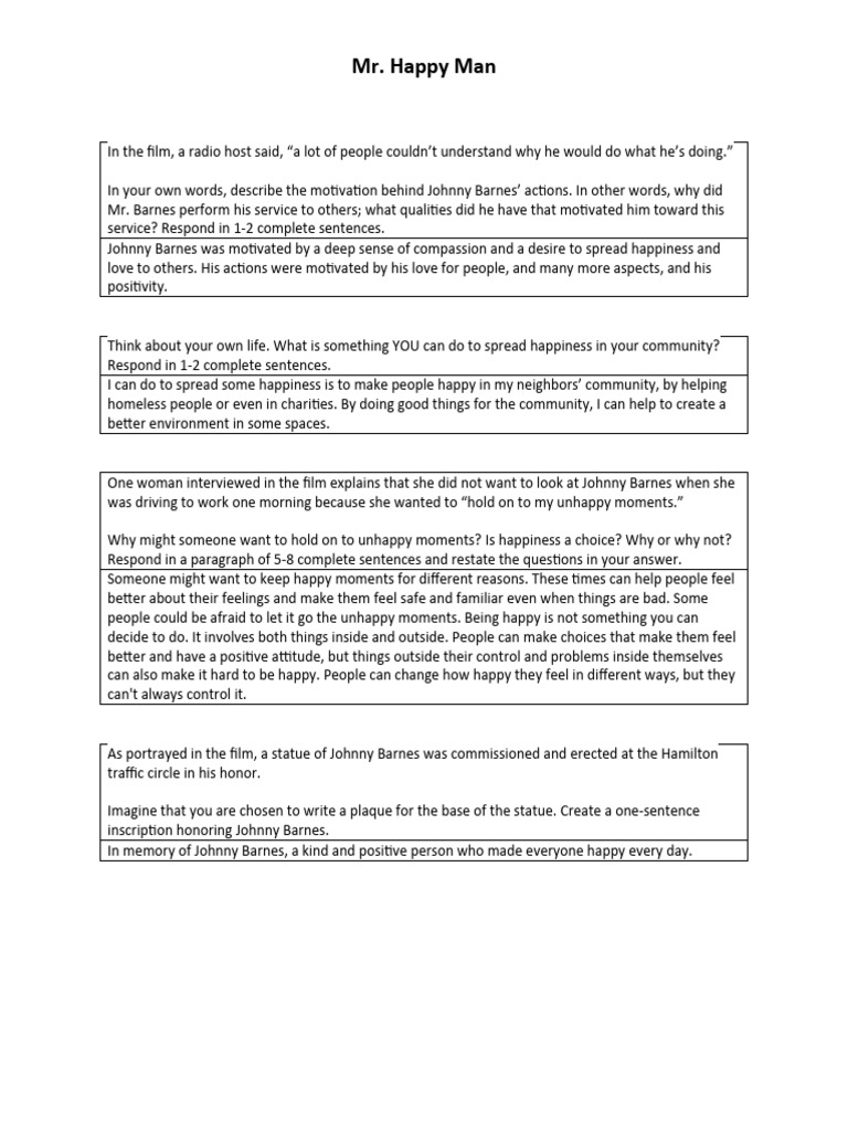MR HappyMan | PDF | Love | Happiness