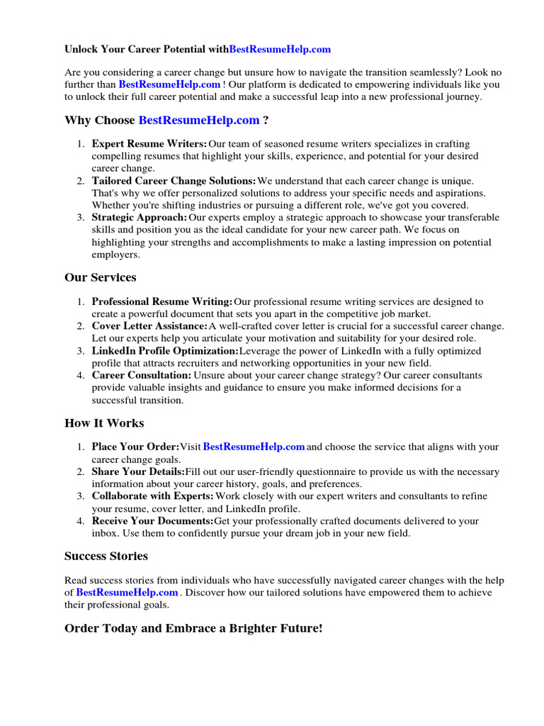 Career Change Resume Services Guide | PDF | Résumé | Recruitment