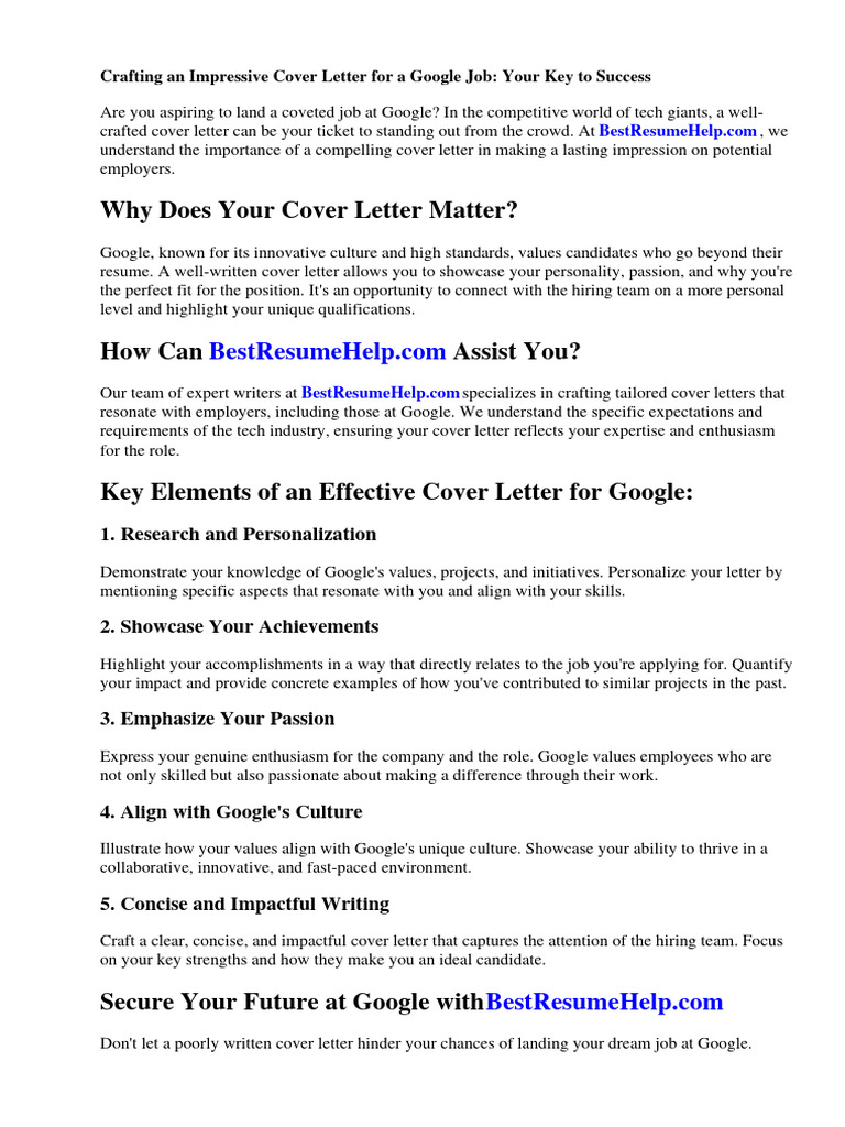 Cover Letter For Google Job | PDF | Résumé | Artificial Intelligence