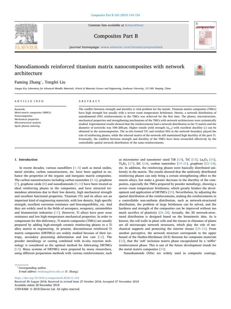 Composites Part B 2019 Nanodiamonds Reinforced Titanium Matrix ...