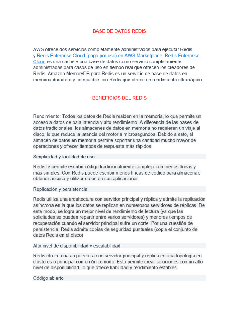 Base de Datos Redis | PDF | Servidor SQL de Microsoft | SQL