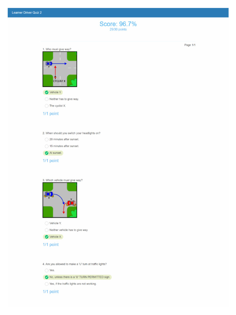 Learners driver quiz number 2 | PDF