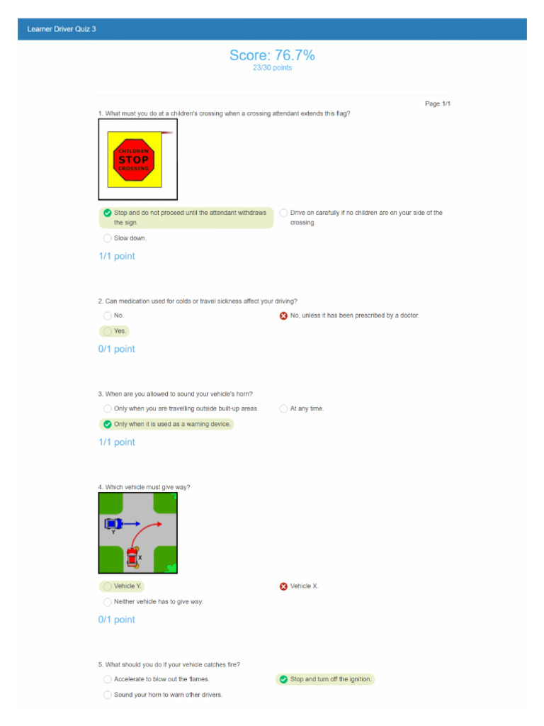 Learners driver quiz number 3 | PDF