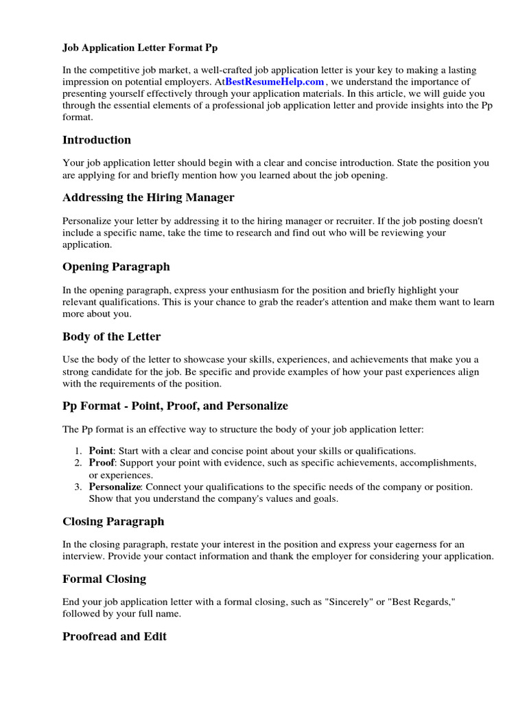 Job Application Letter Format | Download Free PDF | Employment ...