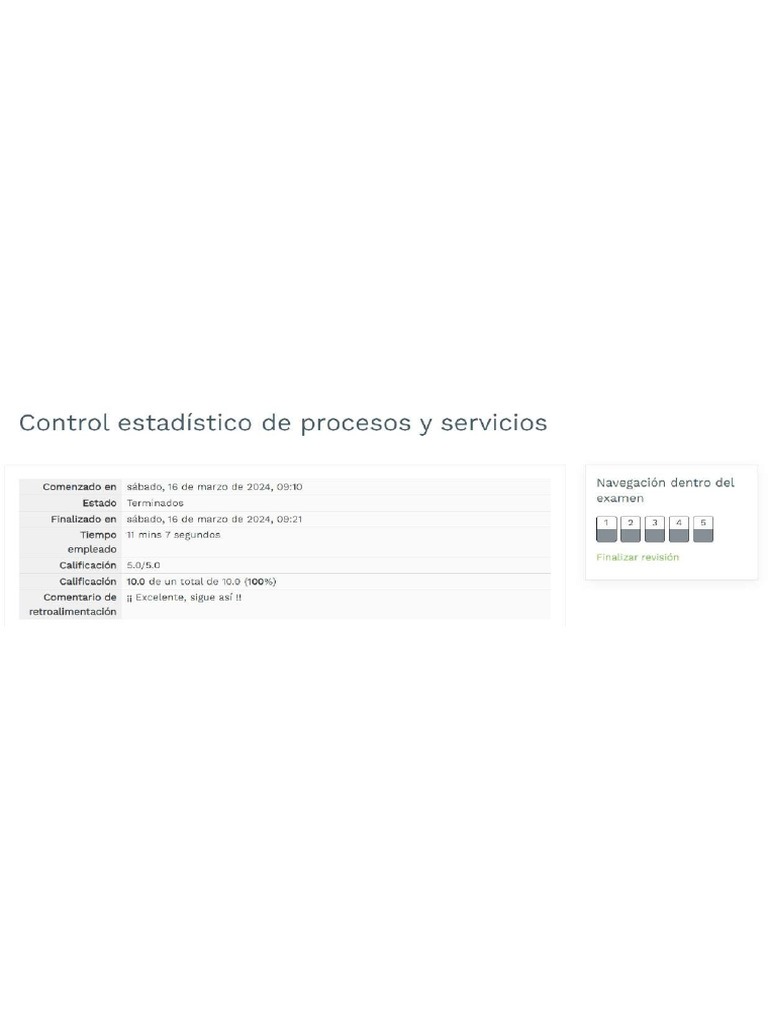 Examen Semana 2 Control Estadistico de Proceso y Servicios | PDF