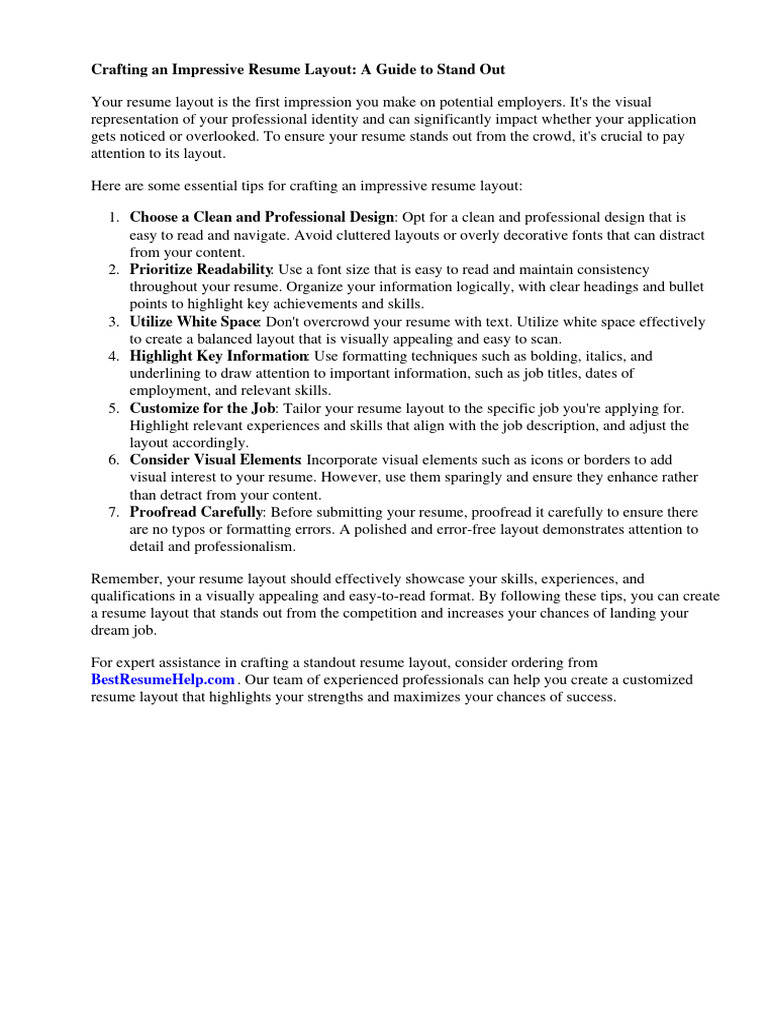 Resume Layout For First Job | PDF | Résumé