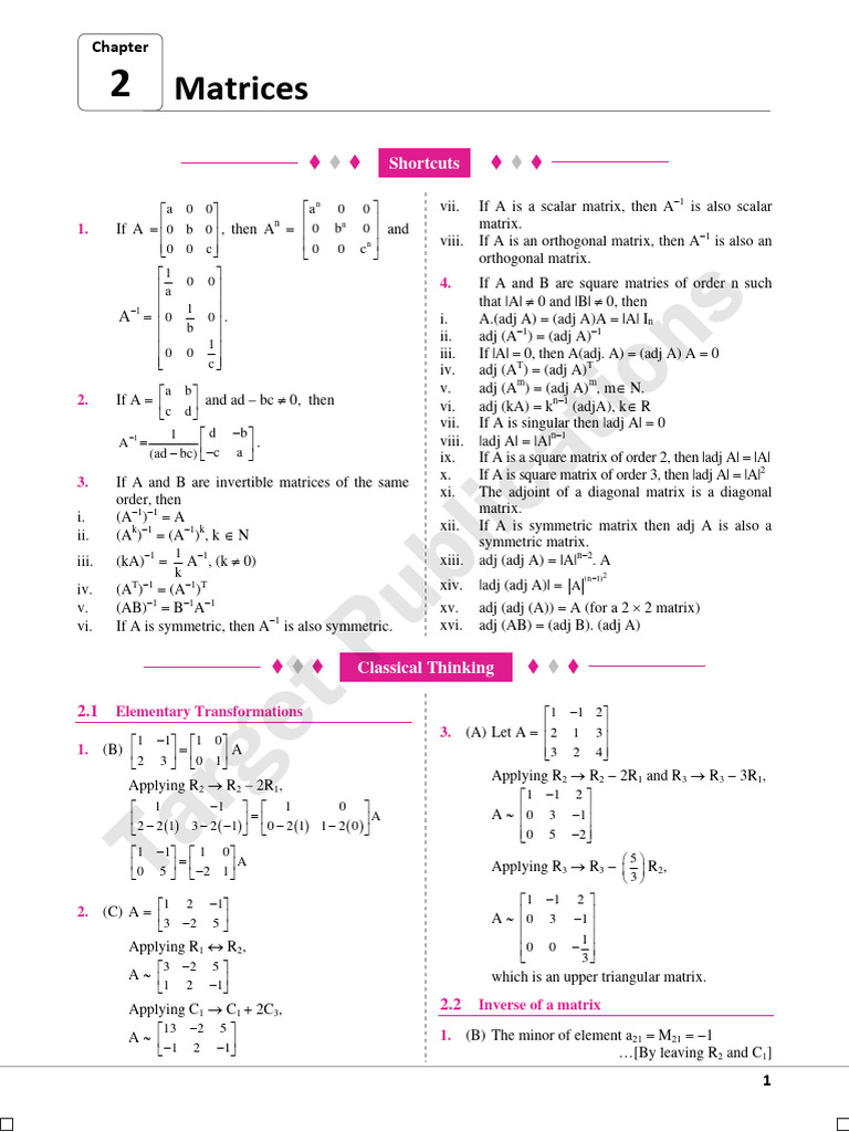 12 XII-M1-02 Matrices - Solution - 64dcca8417674 | PDF | Matrix ...