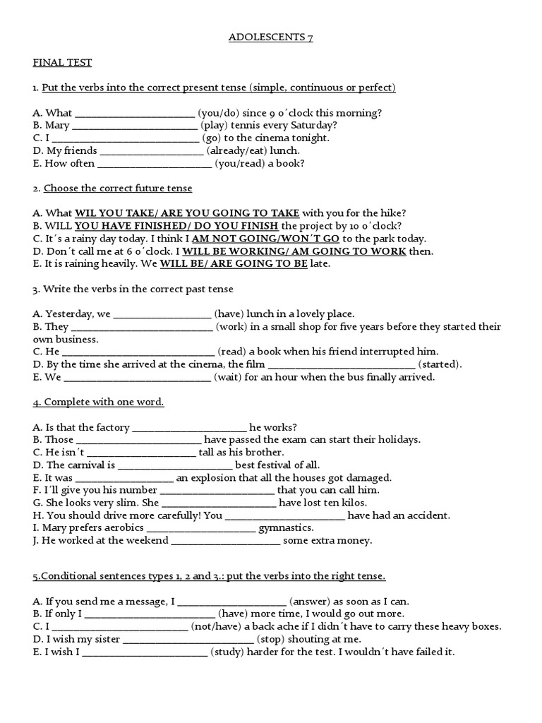 final test b2 | PDF | Grammatical Tense | Verb
