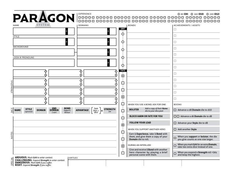 Paragon System Sheet v1 | PDF | Role Playing | Gaming