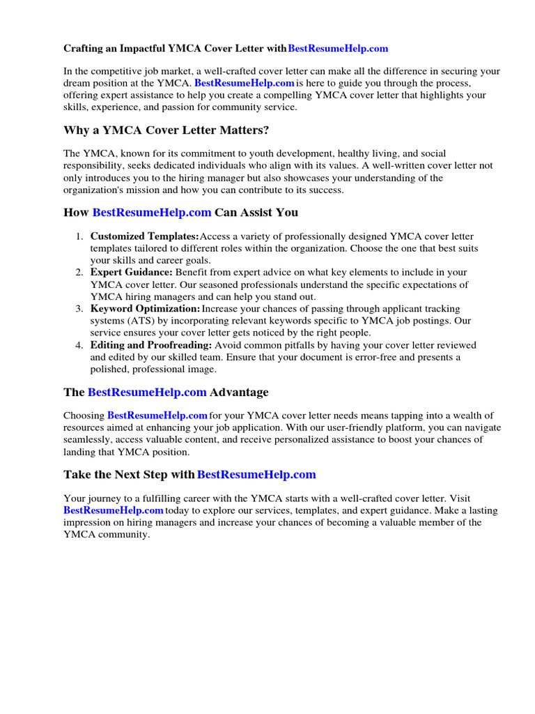 Ymca Cover Letter | Download Free PDF | Recruitment | Employment