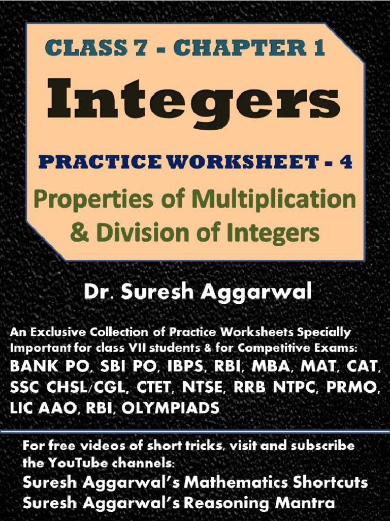 Integer Multiplication & Division Worksheet | PDF | Abstract Algebra | Mathematical Objects