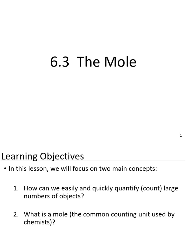 The Mole - Complete | PDF | Mole (Unit) | Physical Quantities