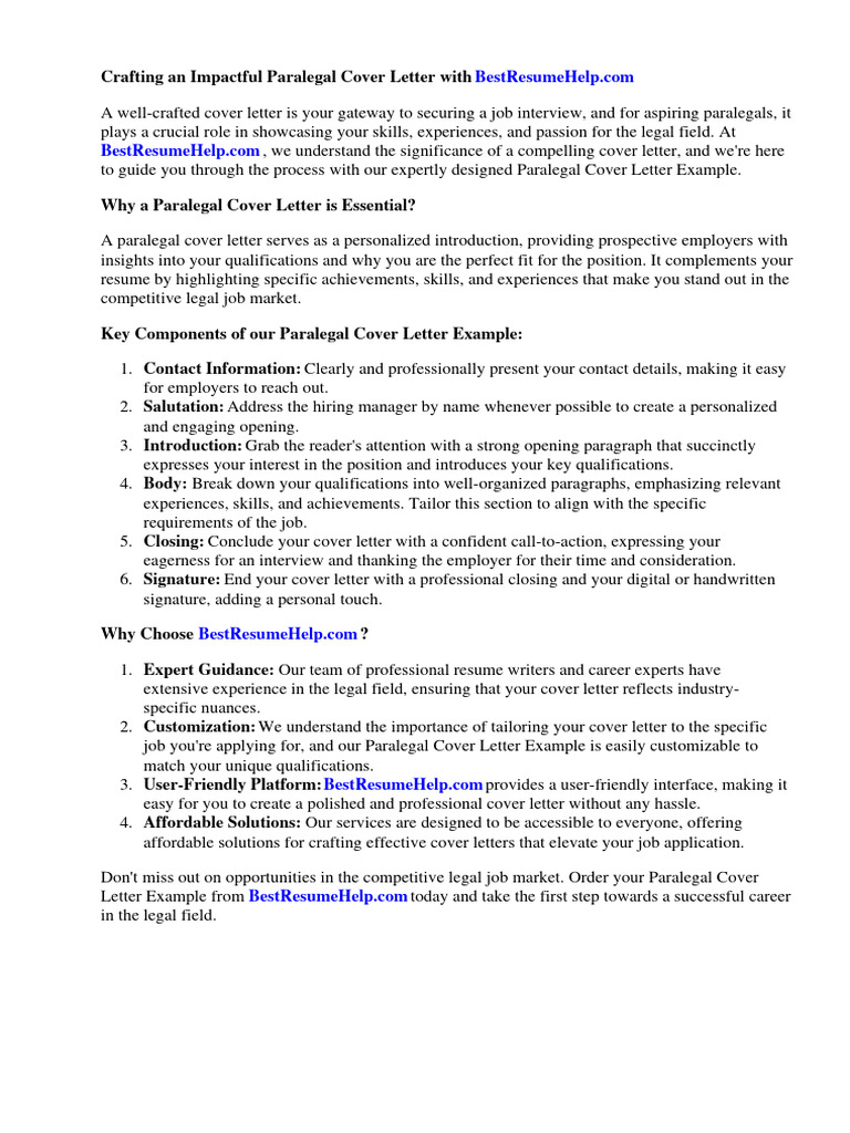 Paralegal Cover Letter Guide | PDF | Paralegal | Résumé