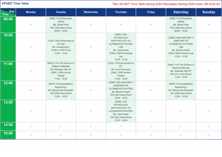 Time Table | PDF