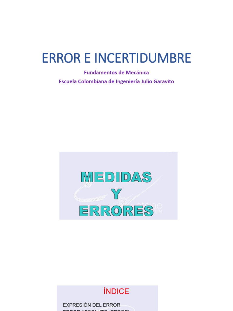 Tipos de Error Incertidumbre Final | PDF | Medición | Matemáticas
