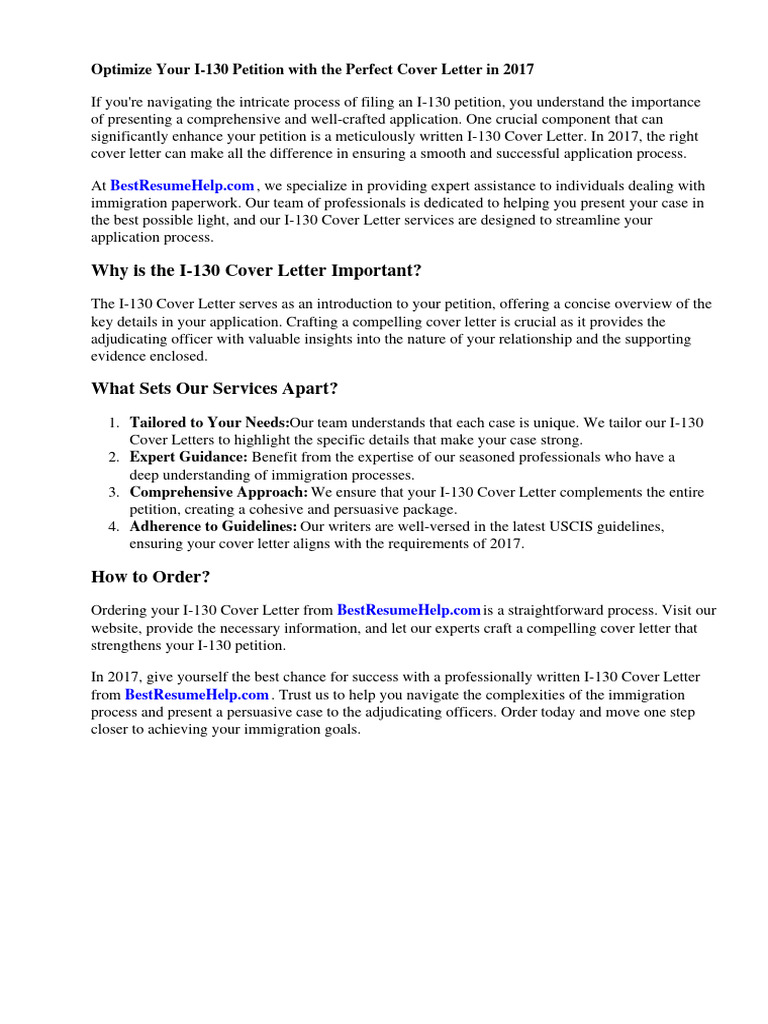 I 130 Cover Letter 2017 | PDF