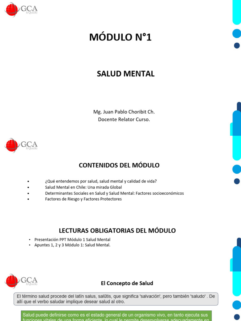 Modulo 1 Salud Mental | PDF | Salud mental | Calidad de vida