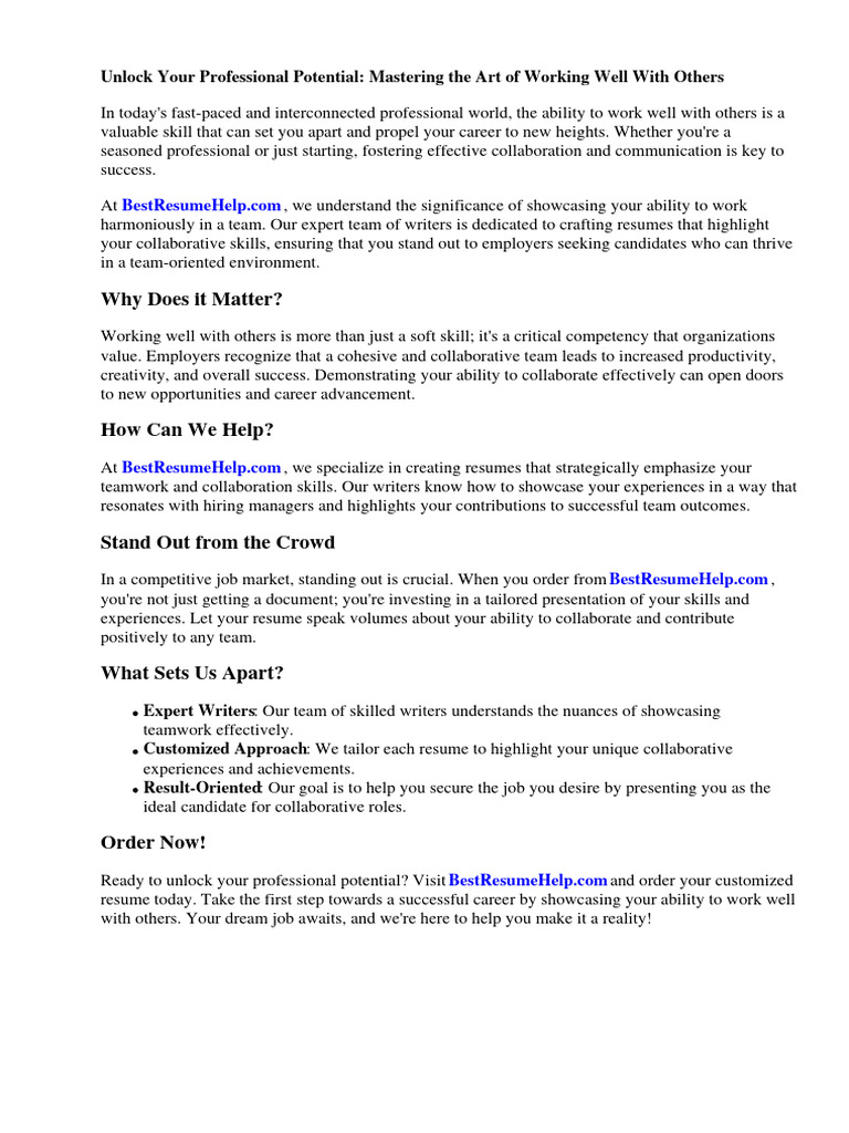 Mastering Teamwork for Your Resume | PDF | Résumé | Employment