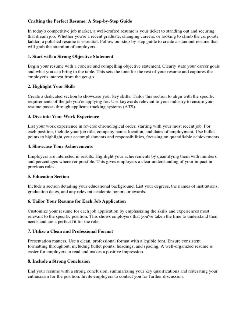 How To Make A Good Resume For A Job | PDF | Career & Growth | Self ...