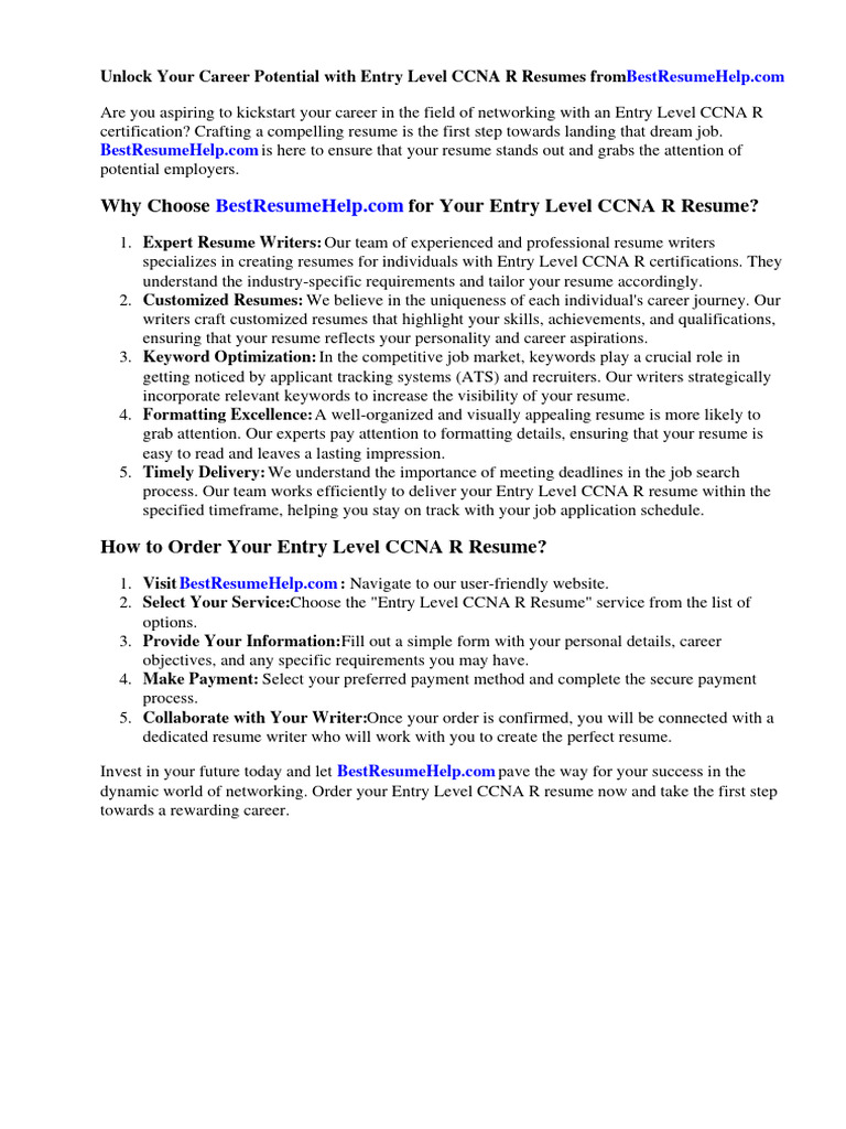 Entry Level Ccna Resume | PDF | Cisco Certifications | Résumé