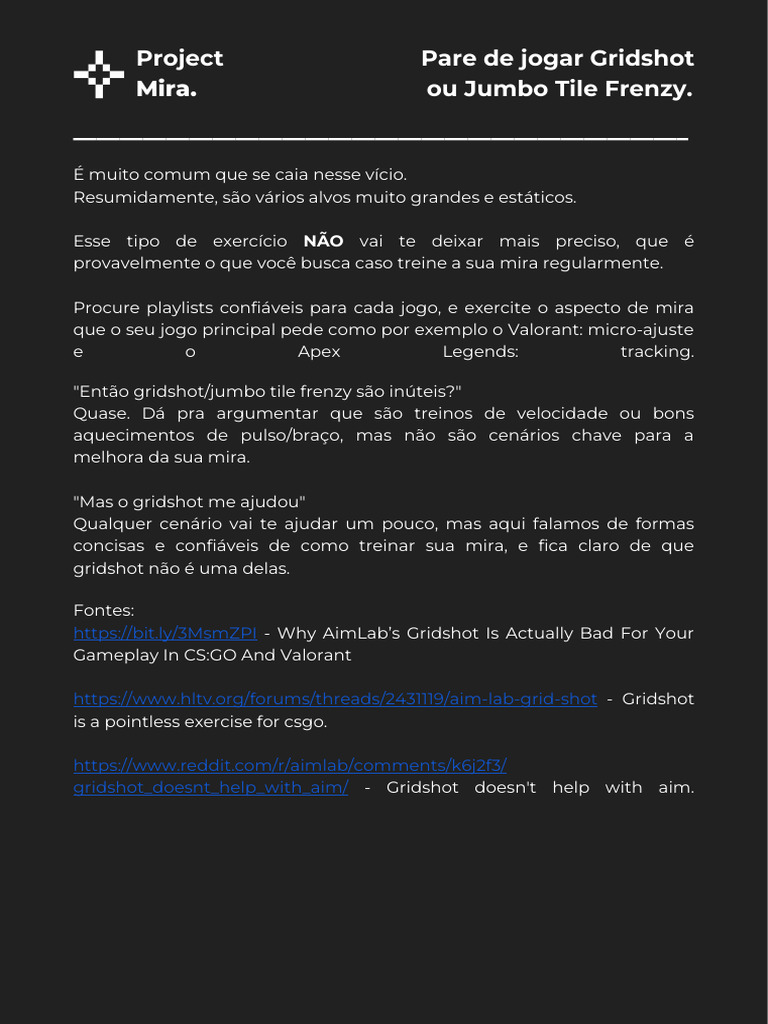 Pare de Jogar Gridshot - Jumbo Tile Frenzy. - Project Mira. | PDF