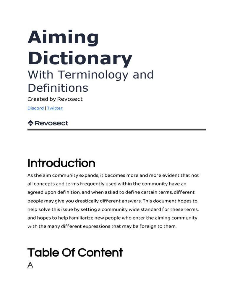 Revosect Aiming Dictionary | PDF | Hand | Acceleration