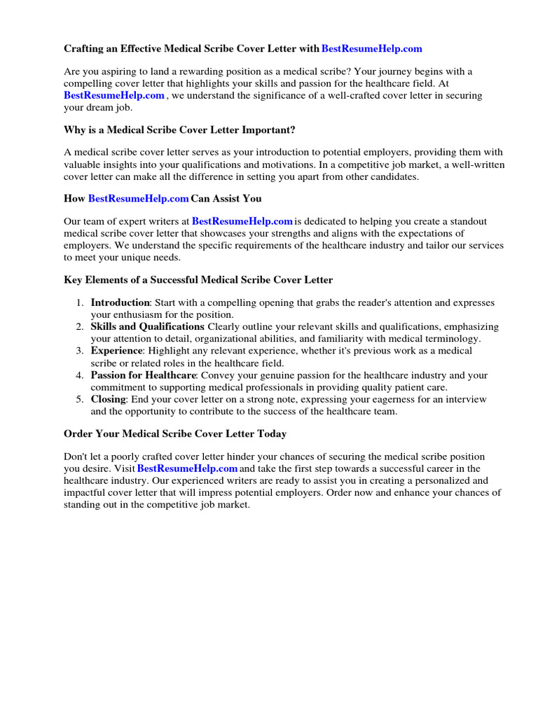Medical Scribe Cover Letter | PDF