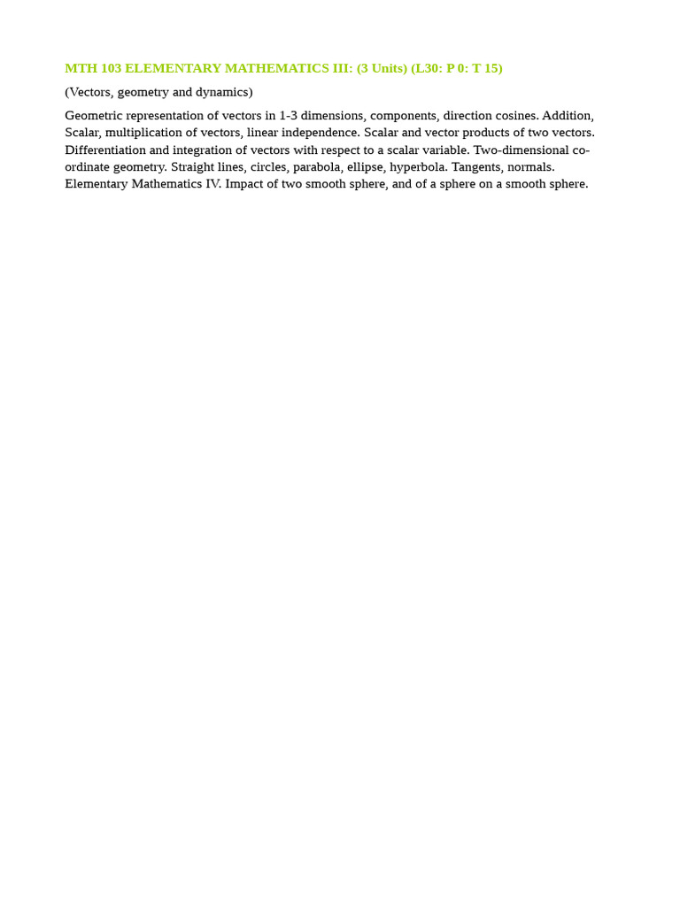 Vectors Geometry And Dynamics Pdf