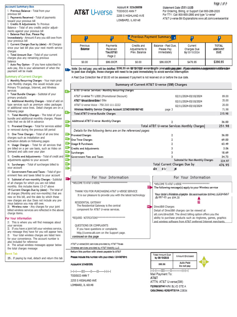 USA Utility Bill | PDF | Fee | At&T Mobility