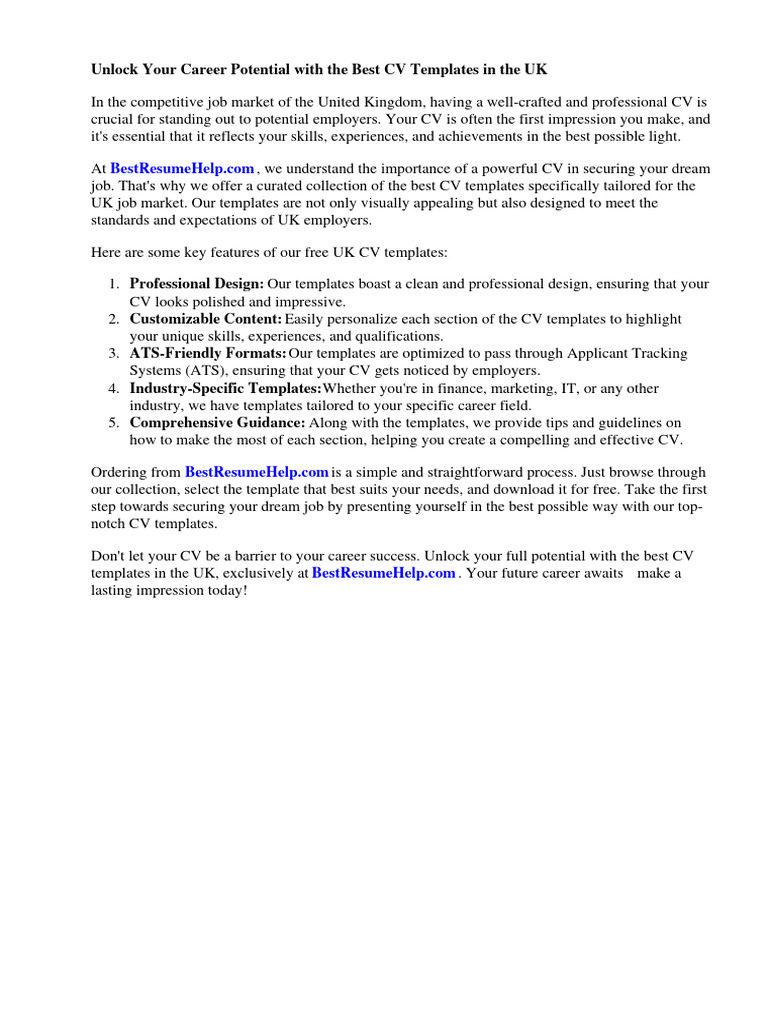 Good CV Template Uk Free | PDF | Résumé