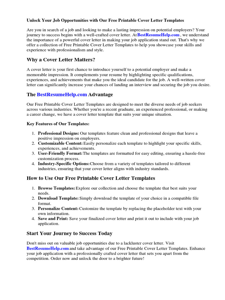 Free Printable Cover Letter | PDF | Résumé | Computing