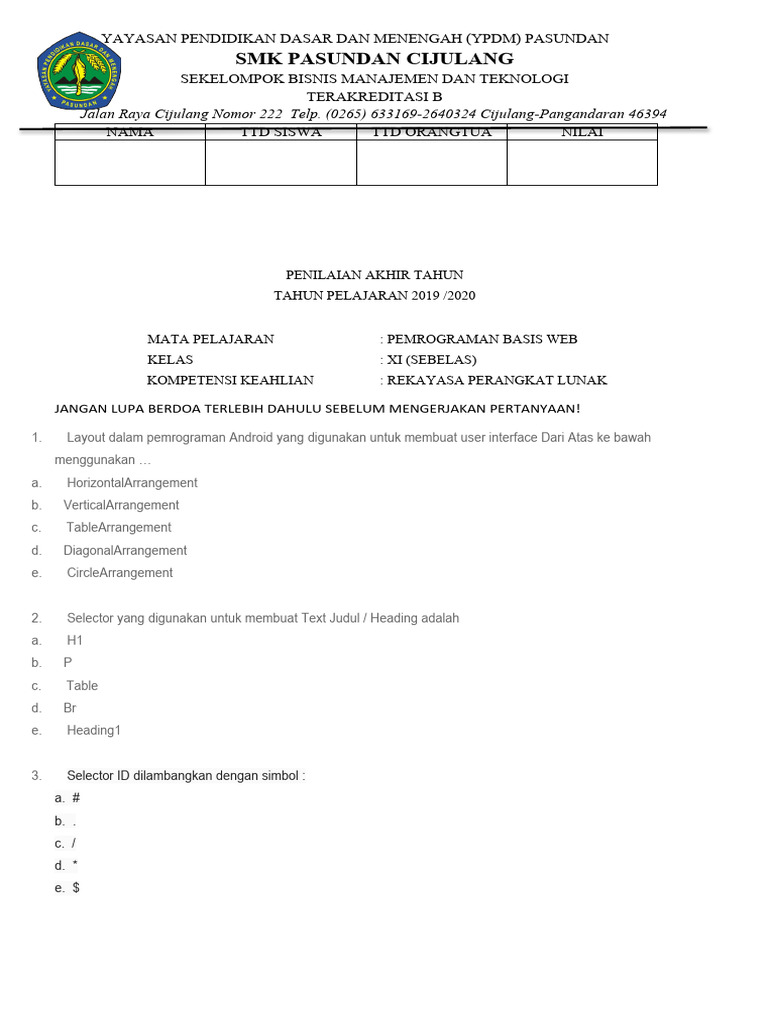 Selector ID dalam Pemrograman Web | PDF