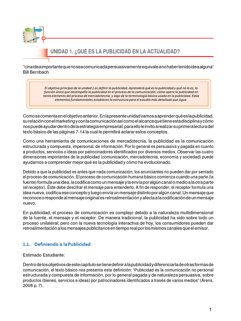 UNIDAD 1 | PDF | Marketing | Publicidad