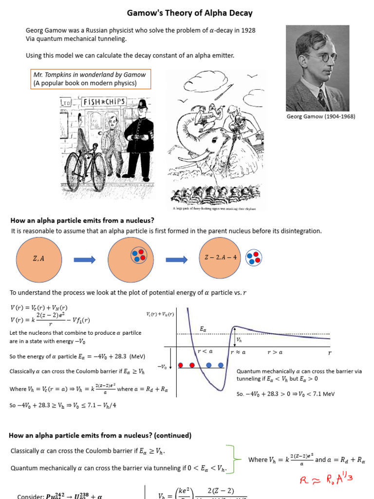 Gamow's Theory of Alpha Decay | PDF | Atomic Physics | Particle Physics