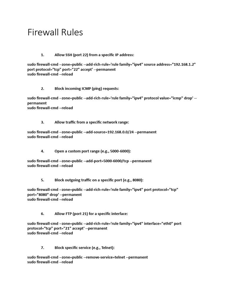 Firewall Configuration Guide | PDF | Port (Computer Networking) | Ip Address
