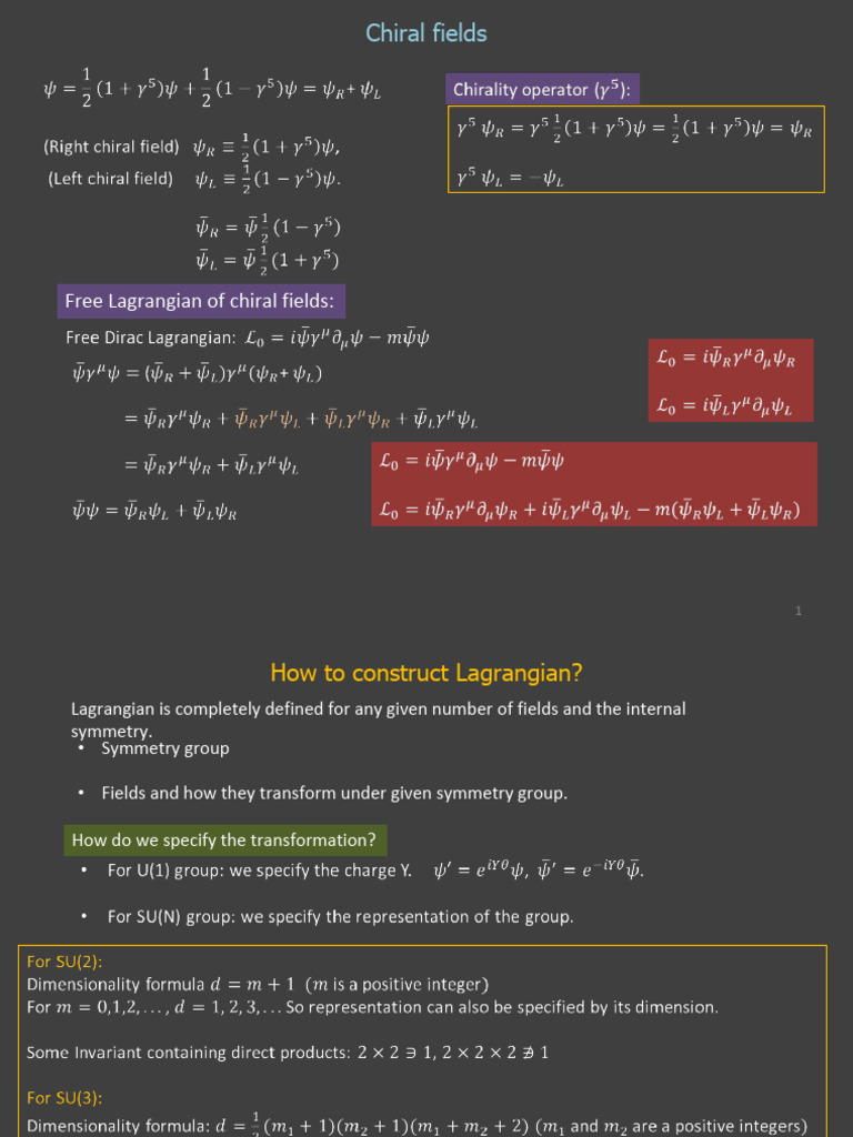 Free Lagrangian of Chiral Fields | PDF | Standard Model | Quark