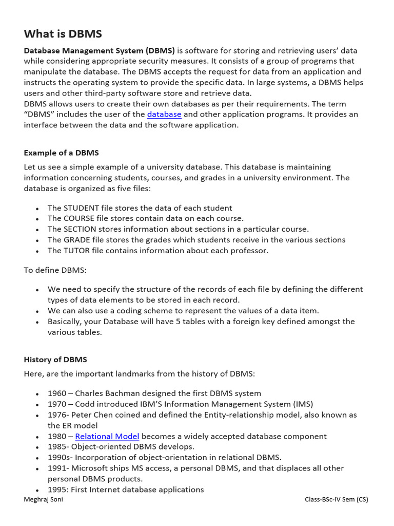 Unit-1 DBMS English | PDF | Databases | Relational Database Unit-1 DBMS English | PDF | Databases | Relational Database