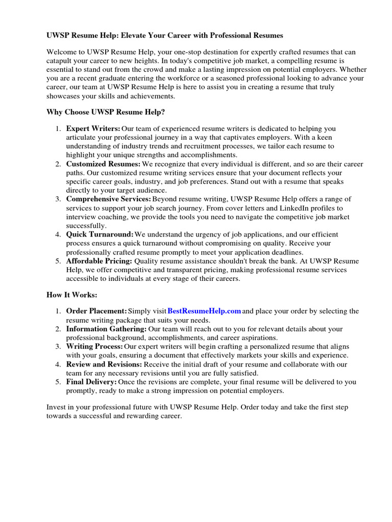 Uwsp Resume Help | PDF | Résumé | Recruitment