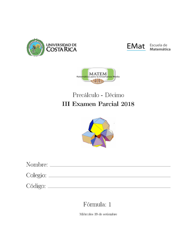 III P 10° MATEM 2018 - Seleccion - 0 | PDF