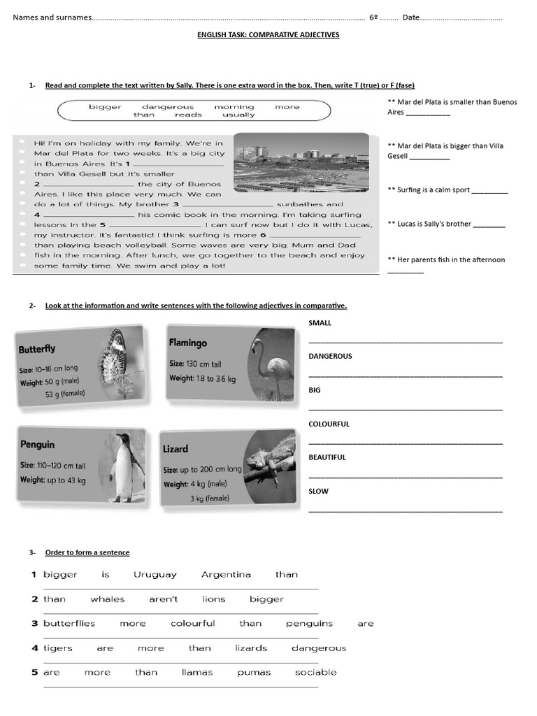 6º TASK UNIT 3 MET comp adj | PDF