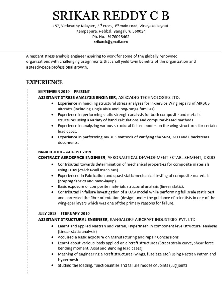 Srikar Resume PDF | PDF | Stress–Strain Analysis | Composite Material