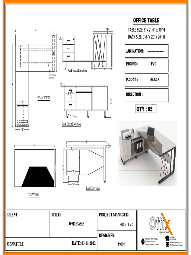 Office Table 5'X2'-6'' | PDF