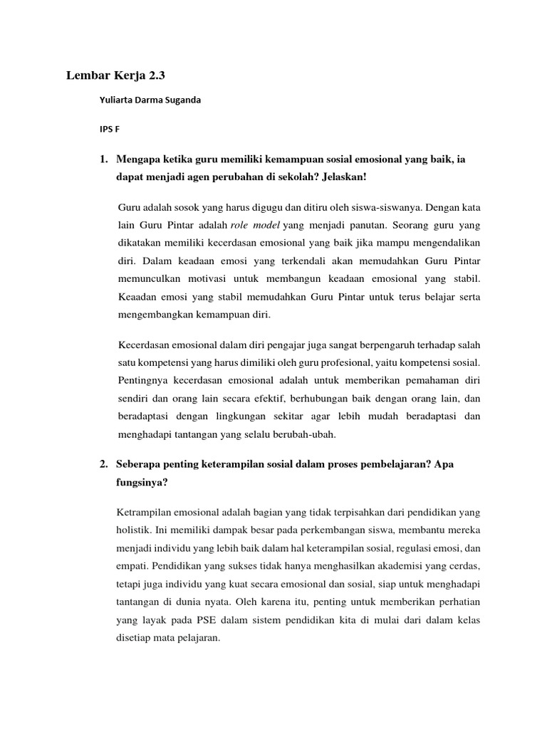 Lembar Kerja 2.3 Topik 2 | PDF | Karier & Perkembangan