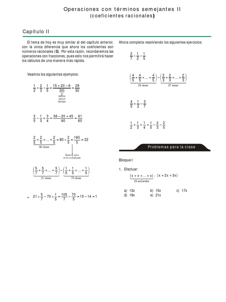 Algebra - 1 de Secundaria - Cap II | PDF | Aritmética | Matemáticas