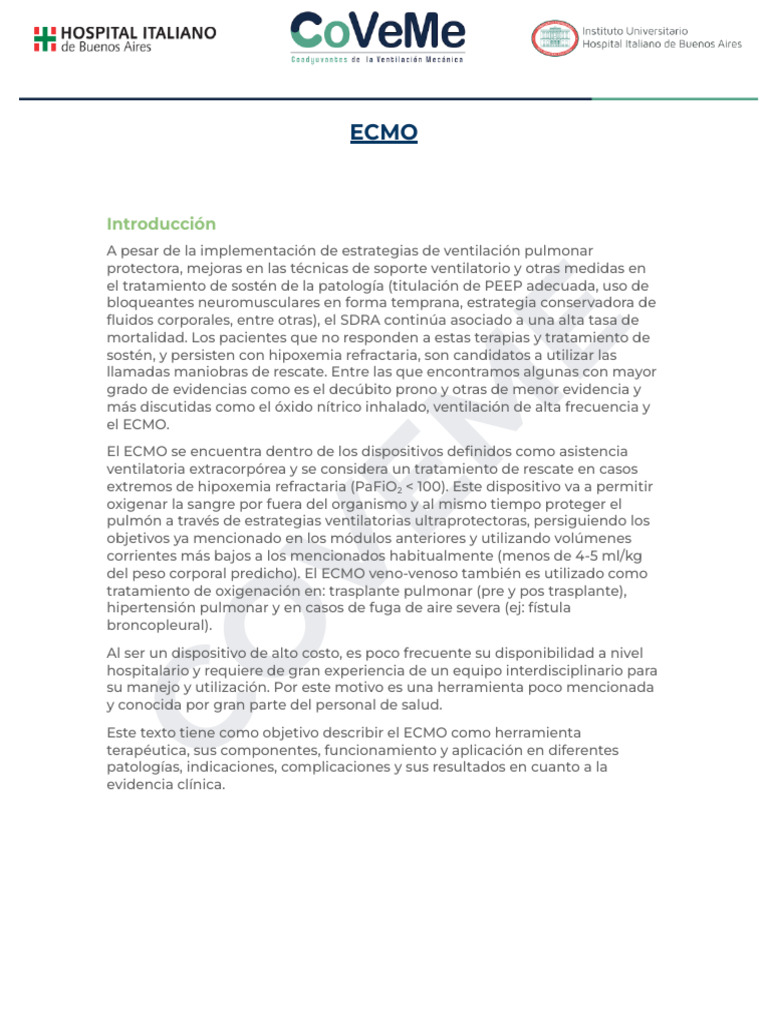 ECMO(1) | PDF | Enfermedades y trastornos humanos | Medicina